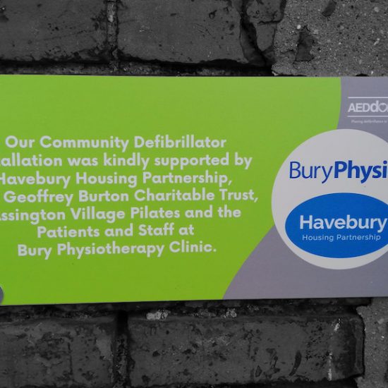 The Defibrillator has been installed! - Bury Physio